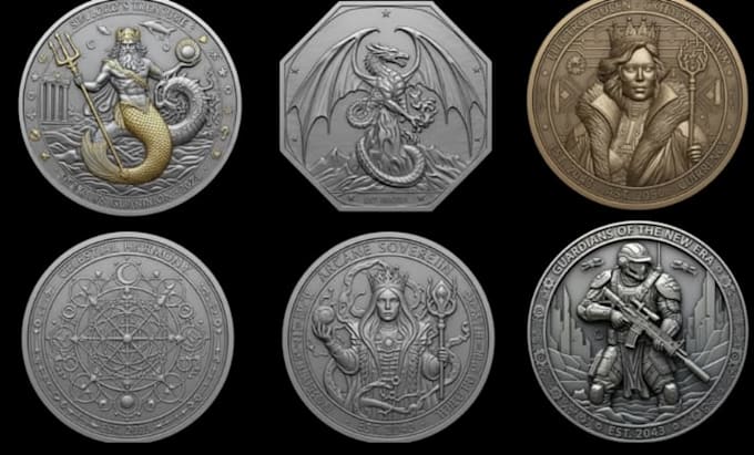 Design custom 3d coin model bas relief cnc and laser vintage engraving ...