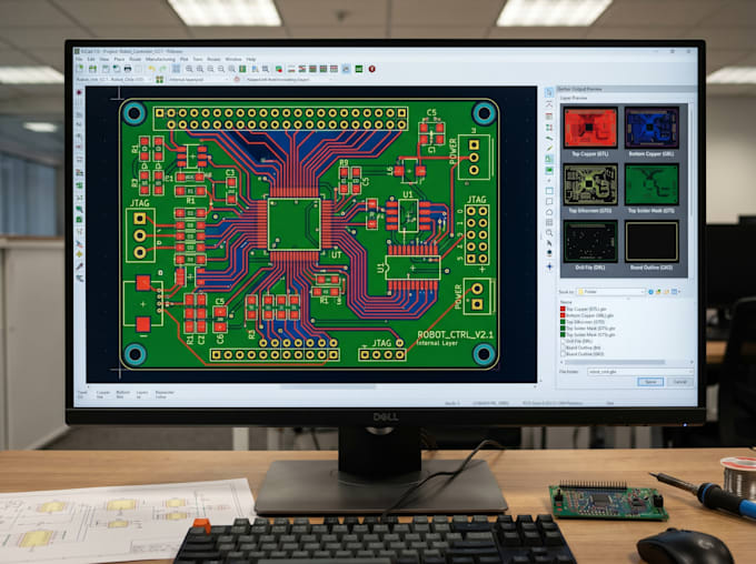 Concevoir la disposition pcb et fichiers gerber pour la fabrication