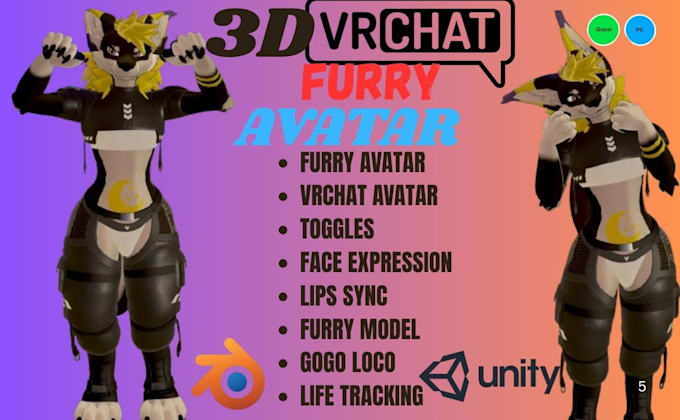 Maßgeschneiderten furry-avatar, vrchat-avatar-kommission furry nsfw vr ...