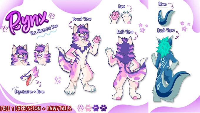 Dessiner une fiche de référence furry personnalisée, une fiche de ...
