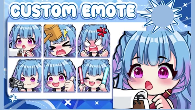 Draw custom twitch emotes, chibi emotes, animated emotes, vtuber emotes ...