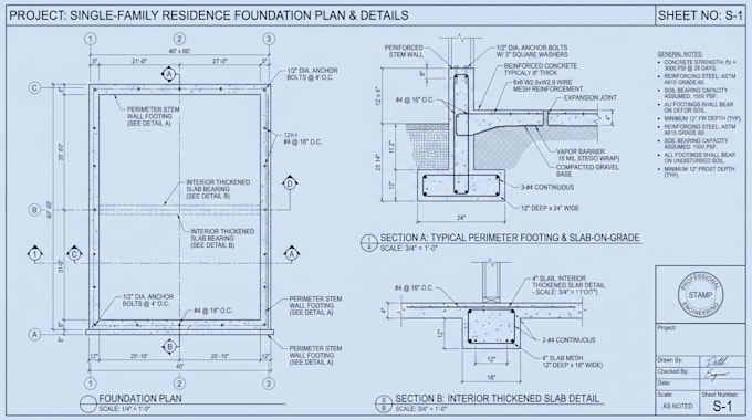 Create permit ready structural foundation plans, footing, slab and ...