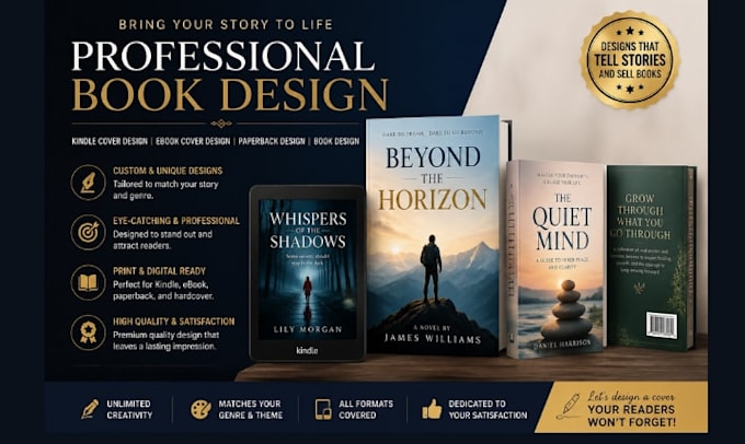 Create kindle book cover design, ebook cover design, paperback and book ...