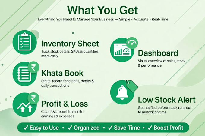 Create inventory, khata management, excel sheet for you by Mbrajpoot ...