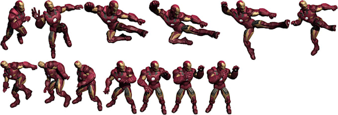 Generate 2d spritesheet from 3d animated model by Tnageleweb | Fiverr