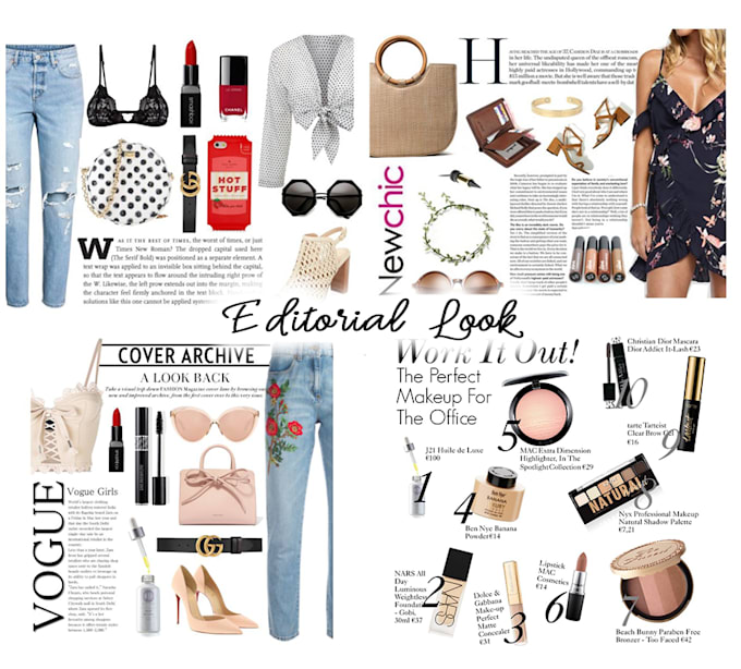 Create 5 fashion magazine styling polyvore sets by Moonlightangie | Fiverr