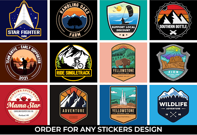 Design minimalist logo, sticker, badge, label, retro design by ...