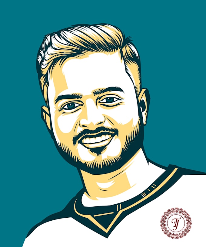 Draw high quality colour vector line art portrait by Saratm | Fiverr