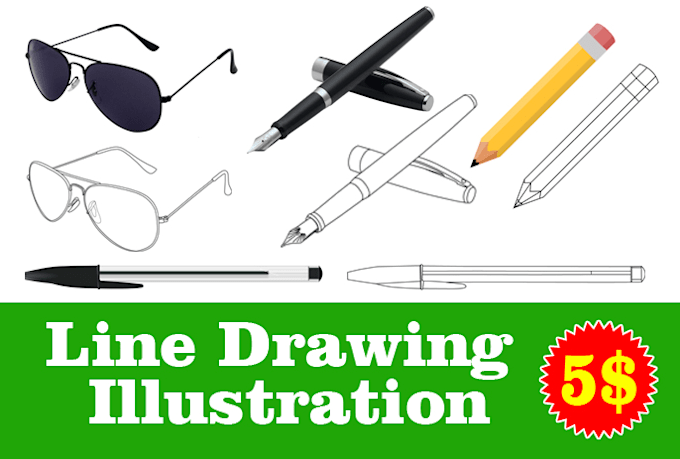 Draw line drawing, detail line art, outline, illustration by ...
