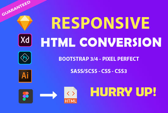Convert sketch to html, xd to html, psd to html responsive bootstrap by ...