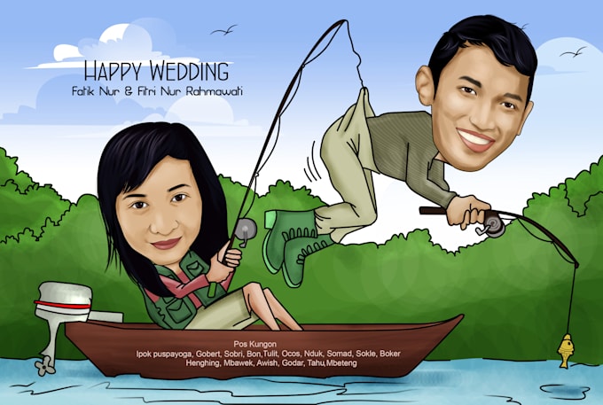 Make cartoon couple designs by Syarofmamdhuh | Fiverr