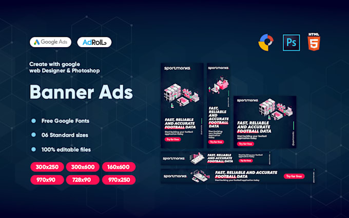 Design animated html5 banner ads for google adwords or adroll by ...