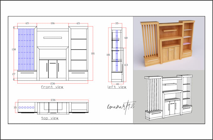Create 3d furniture design and 2d production planning by Emanart92 | Fiverr
