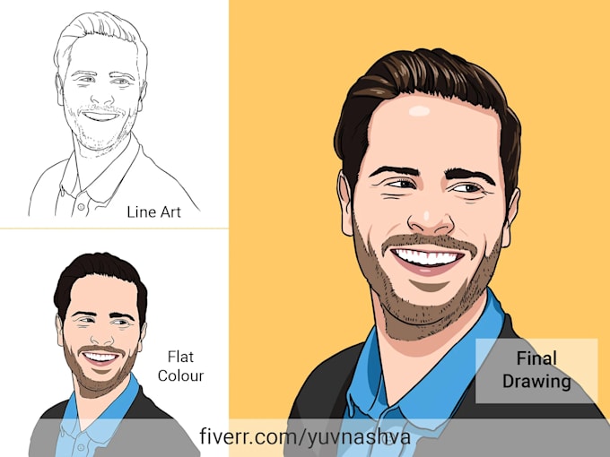 Draw realistic cartoon portrait headshot avatar from a photo by ...