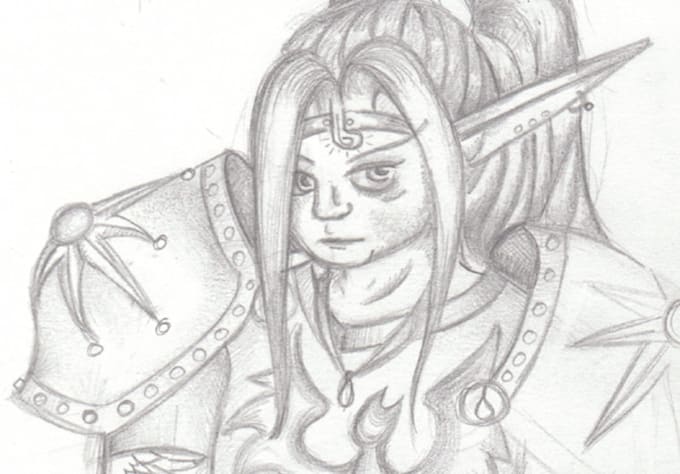 Draw your world of warcraft or roleplaying character in my style, inked ...