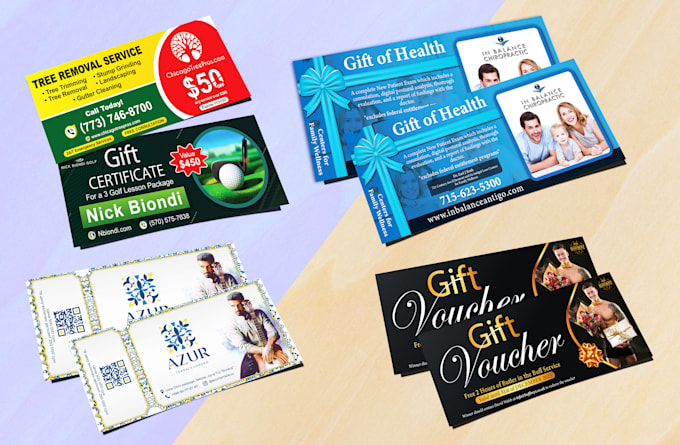 Design voucher, gift certificate, coupons, postcard and ticket for you ...