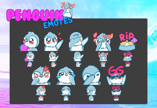 Twitch Emotes Penguins Teal A Digital Drawing & Illustration etna.com.pe