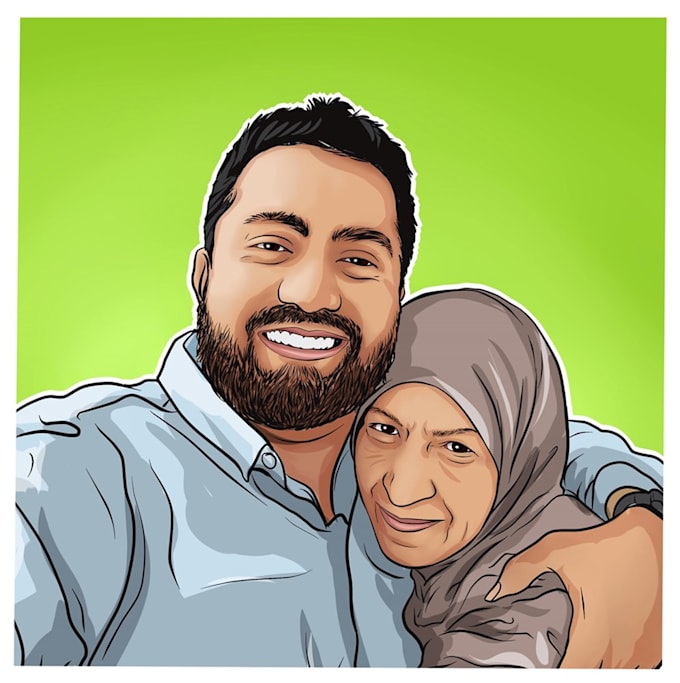 Transform your picture to cartoon style portrait by Nurafifah737 | Fiverr