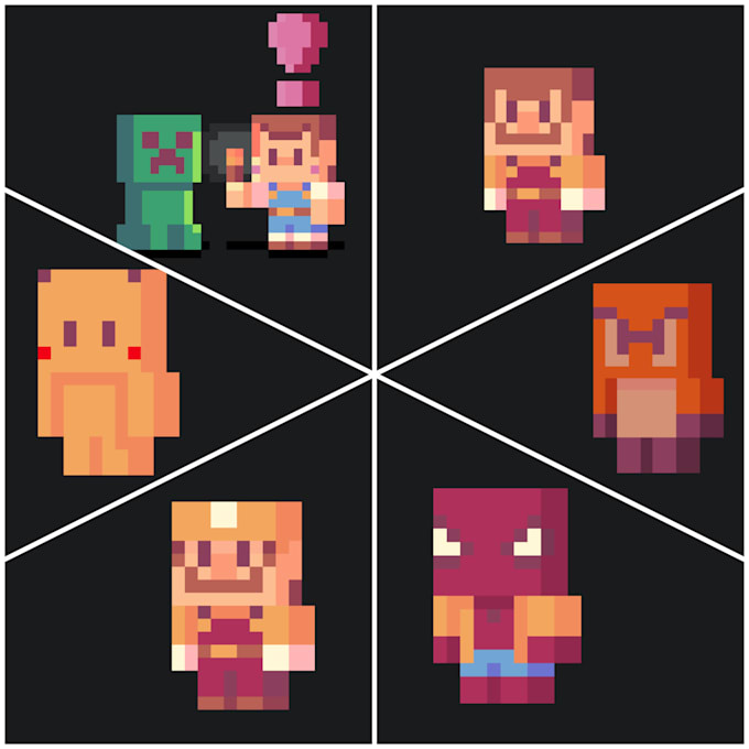 Make a custom minecraft skin plus pixel art illustration by Enriqueyan ...