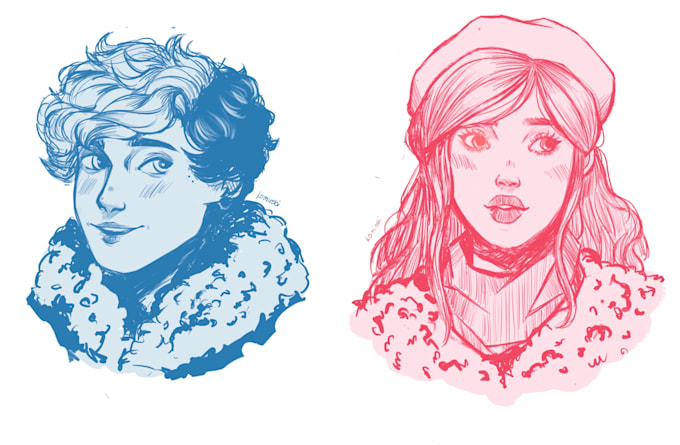 Draw stylized, one colored portraits of you or your ocs by Komirebi ...