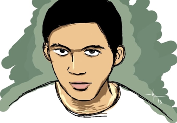 Draw a cartoon sketch drawing of you by R3p71l