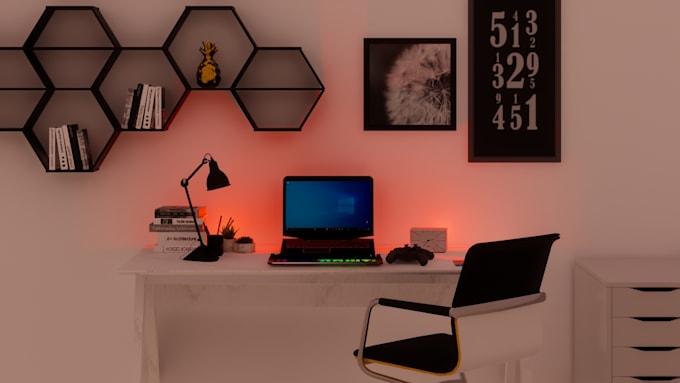 Create your computer gaming setup 3d rendering by Yogyysutrisna26 | Fiverr