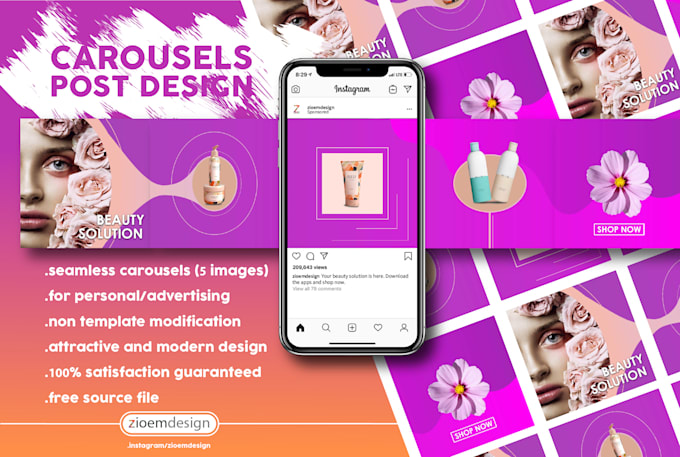 Design modern instagram post, single, seamless carousels, or instagram ...