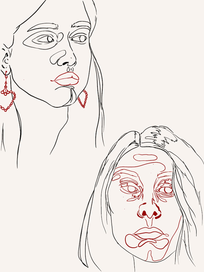 Draw a 2d line art portrait for you by Jana1605 | Fiverr