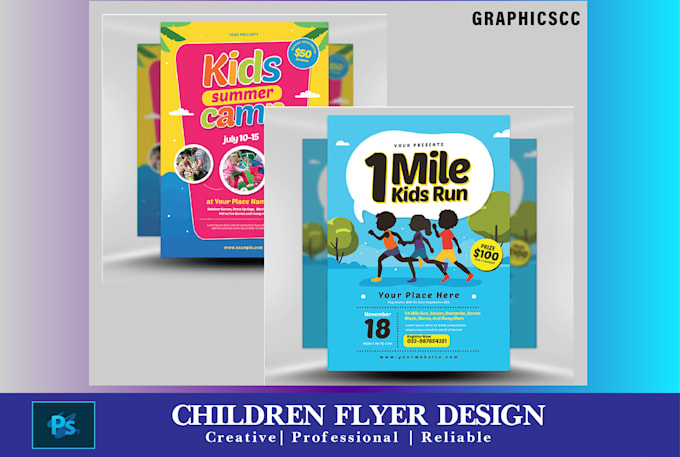 Design children flyers for print and social media by Graphicscc | Fiverr