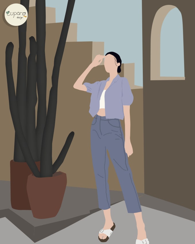 2d faceless illustration with a custom background by Cuparodesign | Fiverr