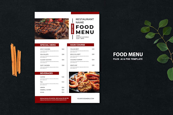 Design eye catching restaurant menu for you by James_william22 | Fiverr