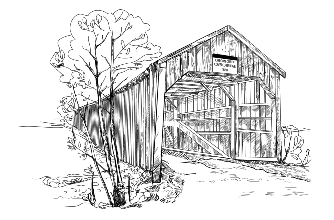 covered bridge coloring pages
