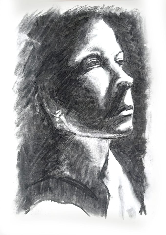 Comission high contrast charcoal drawing face portrait by Hhssda | Fiverr