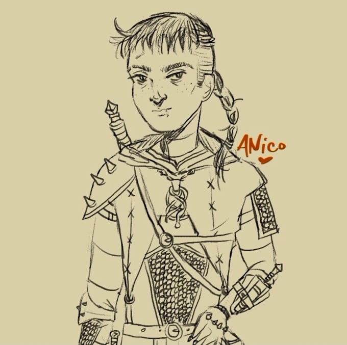 Draw a waist high digital sketch for you in my unique art style by ...