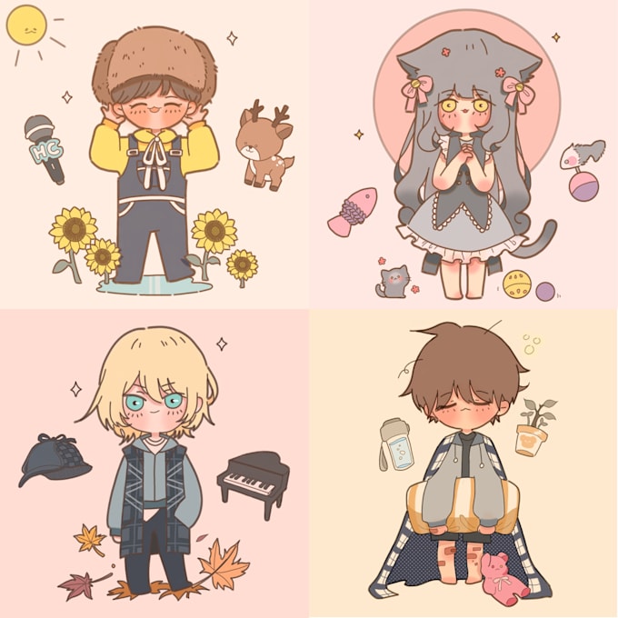 Draw cute chibi icon by Pichirum | Fiverr