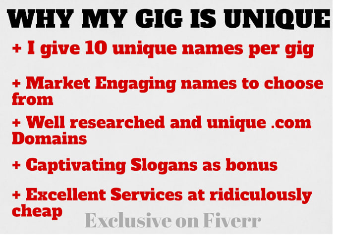 Generate 10 catchy, unique brand names by Raymond_writes | Fiverr