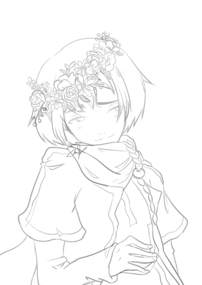 Anime style line art illustration by Minteace22 | Fiverr