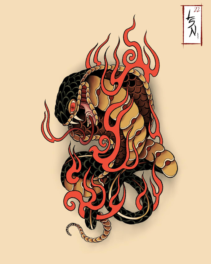 Design your neo traditional or neo japanese tattoo by Liosanttt | Fiverr