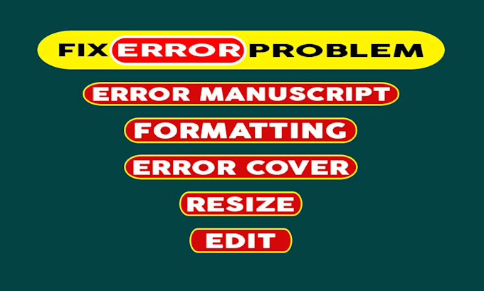 Fix the error cover, manuscript, format, resize, modify, edit the cover ...