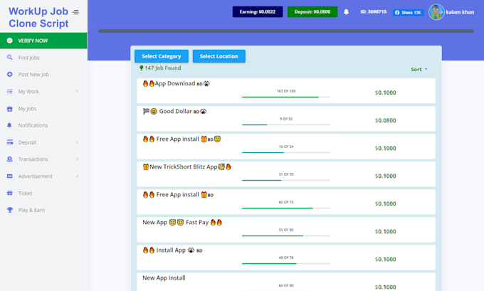 Develop micro job website like workupjob by Myhostit | Fiverr