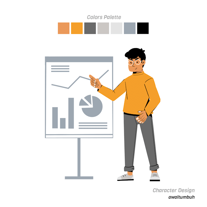 Create flat illustration or line characters by Awaltumbuh | Fiverr