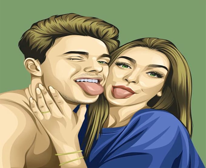 Draw A Cute Cartoon Couple Portrait By Ilvejo4ilvejo Fiverr
