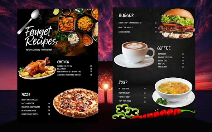 Make food menu card, food price list,menu card by Saifullah02256 | Fiverr
