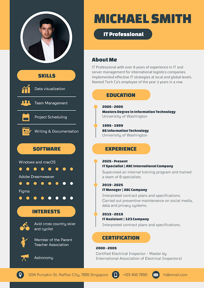 Write professional resume cv making resume formatting and design infographic by Vesselog | Fiverr