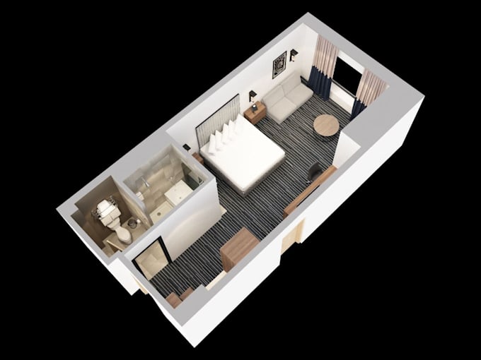 Create a top view renders of your hotel room by Oleksandr000 | Fiverr