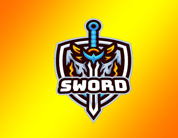 Create drawing fighter sword mascot logo with text with any file by ...