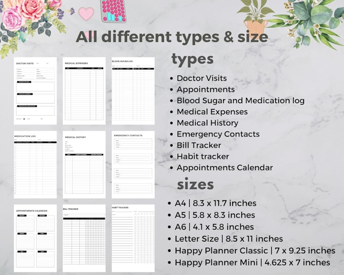 Make printable medical planner by Jeannparaiso | Fiverr