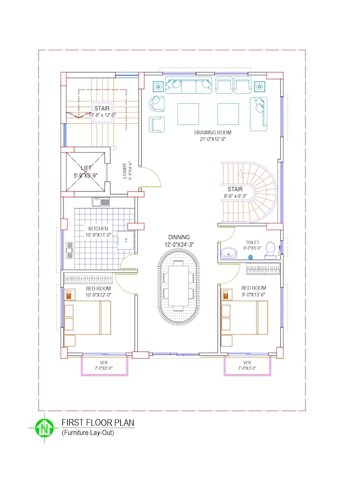 Draw architectural 2d floor plans elevation and section plans on ...