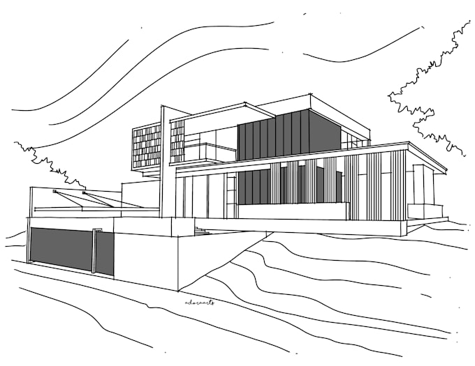 Draw architectural of building and urban sketches by Adoraarts_ | Fiverr