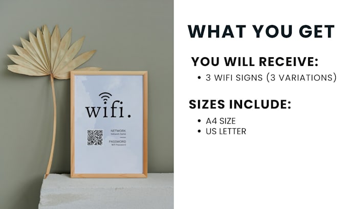 Provide a custom airbnb wifi sign with qr code by Airbnbfox | Fiverr